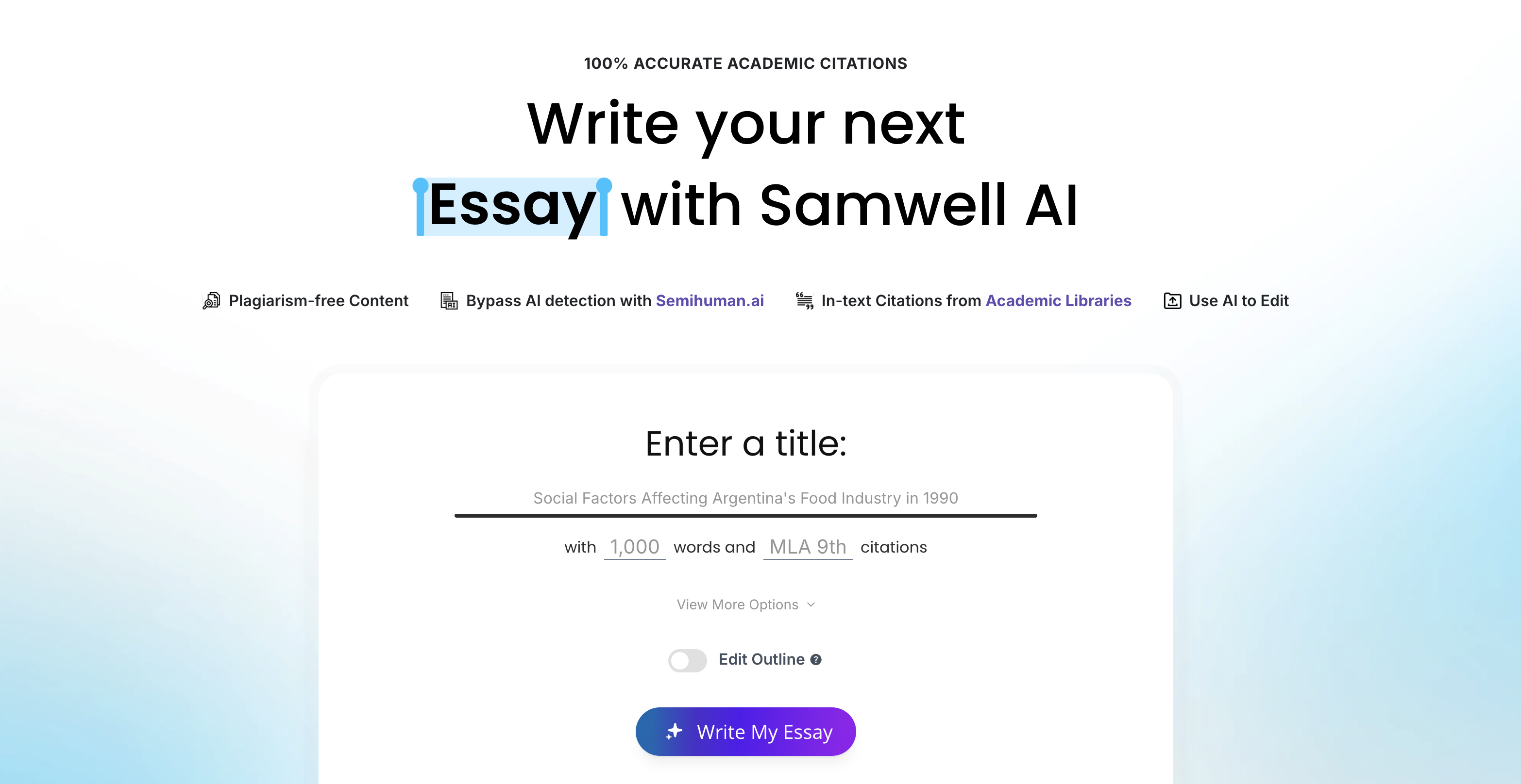Samwell AI - 学术论文写作与引用管理工具